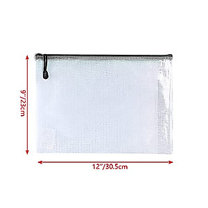 Oaimyy-Plastic Mesh Zipper Pouch Document Folders Bag Zipper Zip File Folders for Office Supplies, Travel,Organizing Storage (9"x 12", Multicolored)