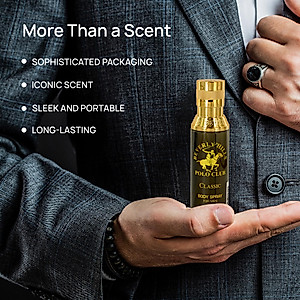 Beverly Hills Polo Club Body Spray for Men - BHPC Classic - Notes of Patchouli, Cedar, Vetiver, Ambergris & Musk - Long Lasting Cologne Scents - Ideal Gift for Him, 6oz