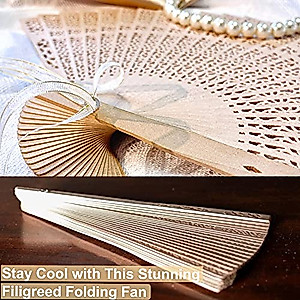 30pcs Sandalwood Foldable Hand Fans, Wedding Fans for Guests Bulk, Handheld Wooden Fans for Women, Hand Held Fans for Wedding, DIY Decorative Folding Fan for Party Decoration Baby Bridal Shower Gifts