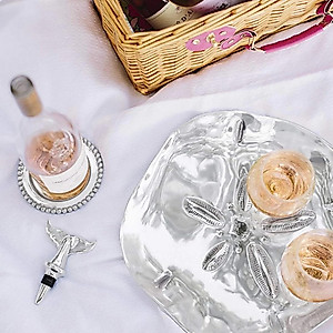 Mariposa Collection Beaded Wine Coaster, One Size (Pack of 1), Silver