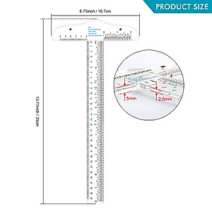 12 Inches/30cm Acrylic Clear T-Square Ruler, Inches and Metric, T Square Ruler, Transparent, T Ruler, for Crafting Drafting and General Layout Work Art Framing & Drafting Scrapbooking Crafting