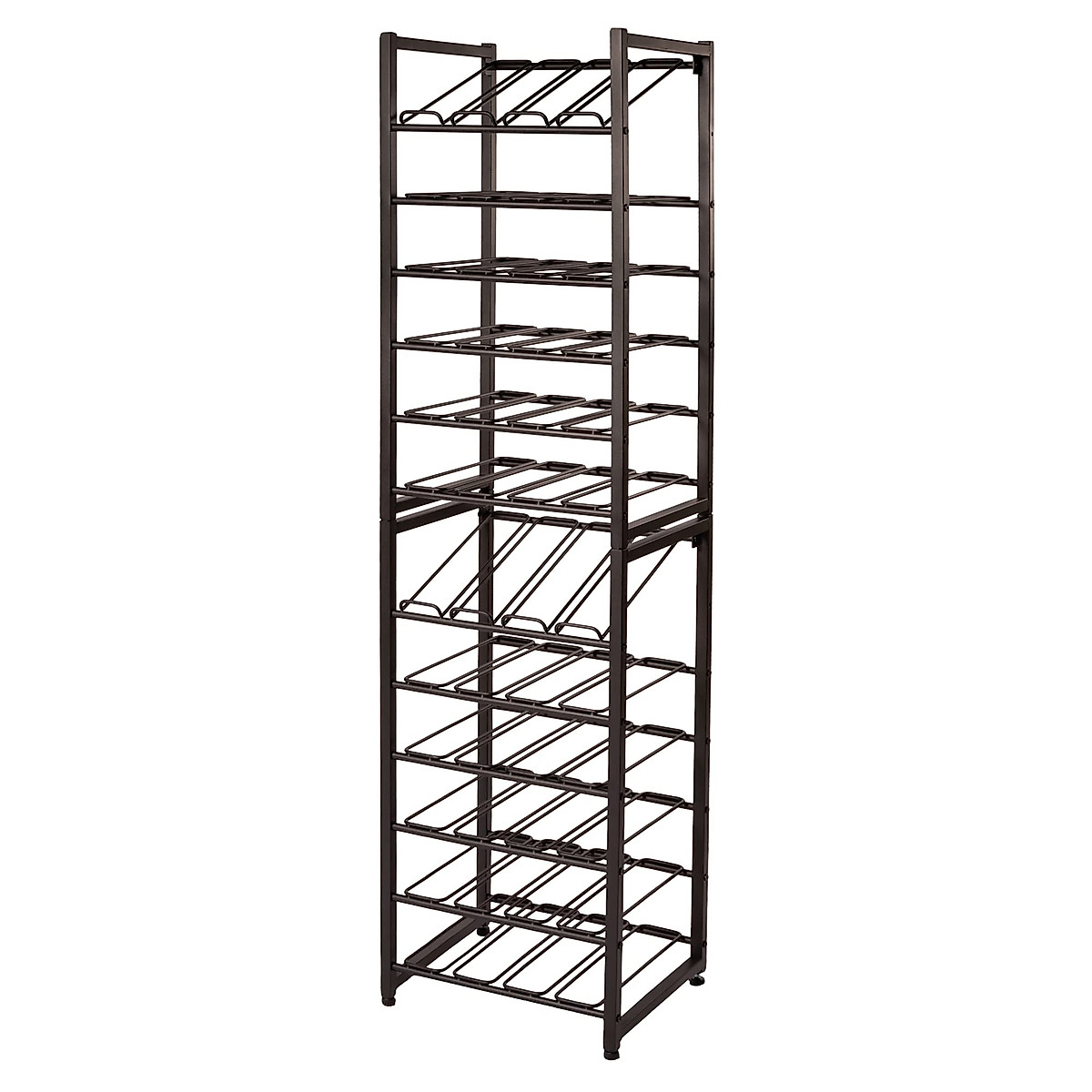 neatfreak Freestanding Wine Rack Stackable Bottle Holder for Up to 24 Wine Bottles - Industrial Kitchen Storage Bottle Display Stand - Matte Black Metal Construction - 16.5 x 13.5 x 31.6in