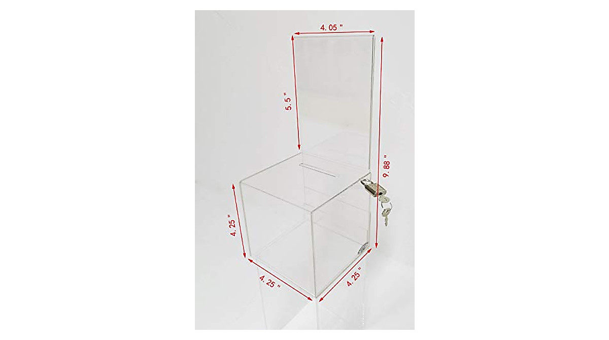 Small Clear Acrylic Donation Box - Charity & Tips