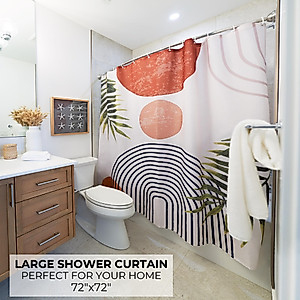 KIBAGA Beautiful Boho Shower Curtain for Your Bathroom - A Stylish 72" x 72" Modern Mid Century Curtain That Fits Perfect to Every Bath Decor - Ideal to Brighten Up Your Bohemian Bathroom at Home