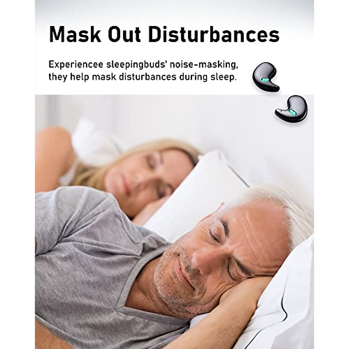 Bluetooth Earbuds Wireless Sleep Headphones Wireless Earphones with Microphones Noise Cancelling Invisible Sleep Earbuds for Side Sleepers 7-Hours Battery Life