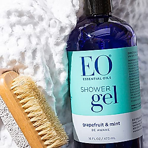 EO Shower Gel Body Wash, 16 Ounce (Pack of 2), Grapefruit and Mint, Organic Plant-Based Skin Conditioning Cleanser with Pure Essentials Oils