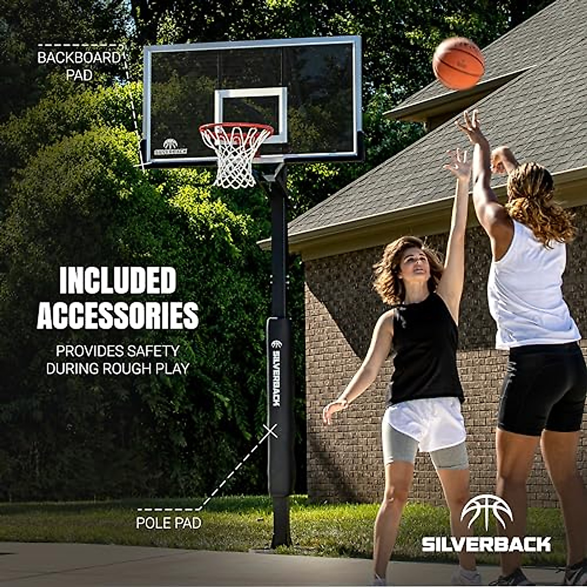 Silverback Ghost Basketball Goal with 60-Inch Tinted Tempered Glass Backboard