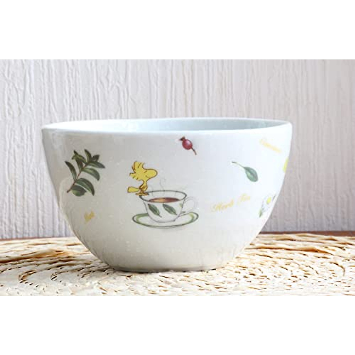 シミズ陶業(Shimizutougyou) Shimizu Pottery Herb Forest Snoopy Bowl, Set of 2, White