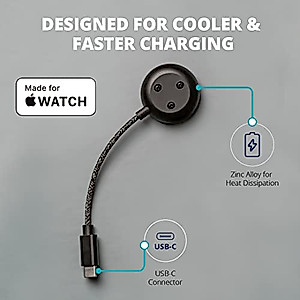 Ampere USB-C Watch Charger - USB C Travel Cable Compatible with Apple Watch Series Ultra/9/8/7/6/5/4/3/2/1/SE (Black)