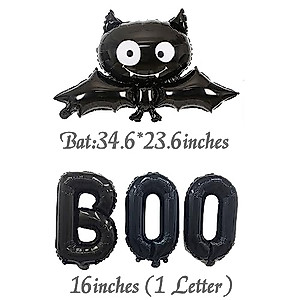 Halloween Balloons Arch Garland Kit 107Pcs, Black Orange Pink White Halloween Balloons BOO Metallic Balloons, Cute Cartoon Bat Balloons Bat Stickers for Birthday Halloween Party Decoration Supplies