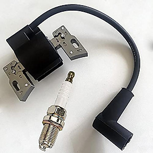 LIYYOO 593872 799582 Ignition Coil + Spark Plug Compatible with Briggs & Stratton 08P502 09P602 09P702 Armature Magneto Lawn Mower Engines
