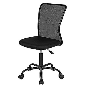 Home Office Chair Mid Back Mesh Desk Chair Armless Computer Chair Ergonomic Task Rolling Swivel Chair Back Support Adjustable Modern Chair with Lumbar Support,Black