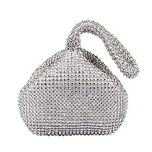 MariaKinz Women's Rhinestone Mash Wristlet Pouch (Silver)