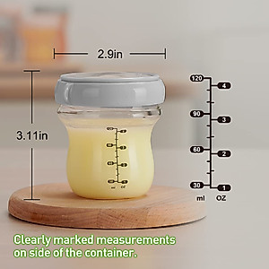 haakaa Breastmilk Storage Container Glass Baby Food Jar- Baby Food Storage Containers Leakproof Lid, Gen.3 Baby Bottle, Microwave and Freezer-Friendly,BPA-Free(Grey, 4.2oz/120ml, 1 pc)