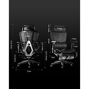 AutoFull G5 Office Chair, Ergonomic Office Chair with 6D Lumbar Support, 360° Adjustable Armrest Mesh Chair, Reclining Computer Chair with Footrest, Sliver