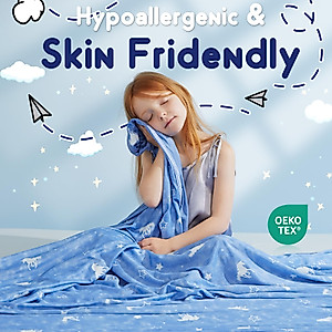 Elegear Kids Cooling Blanket for Hot Sleeper, Glow in The Dark Blanket As Gifts for Girls Boys, Q-Max>0.5 Arc-Chill 3.0 Cool Fabric Keep Body Cool, Soft Summer Cold Blanket for Sleeping 51" x 67"