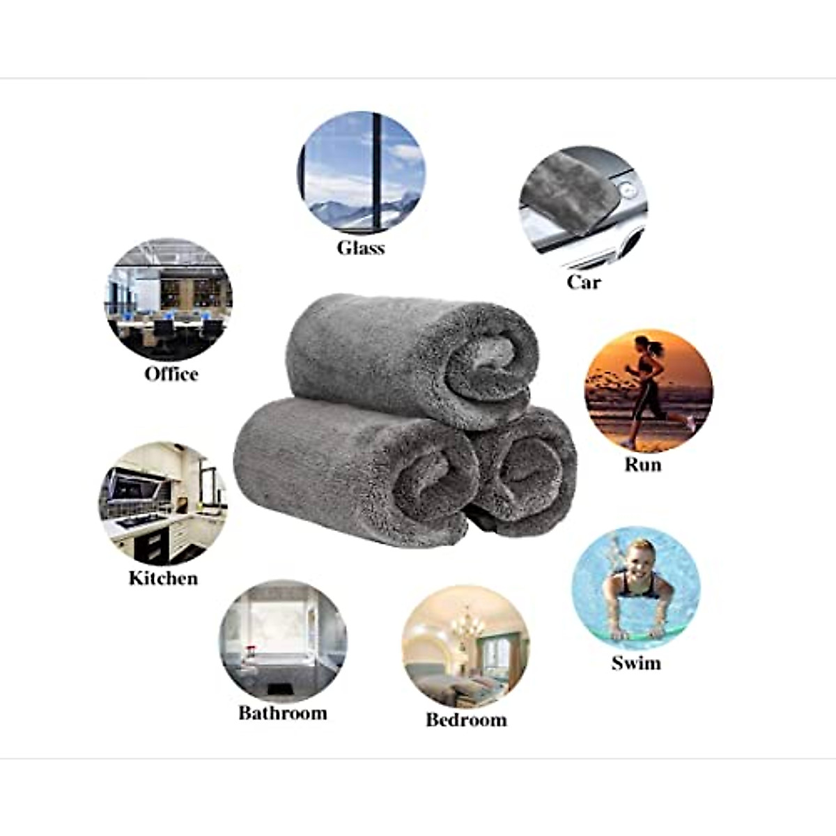 Atlas Connect 1200 GSM Ultra Thick Microfiber Towels for Cars, Soft Car Drying Towel for Washing, Polishing and Auto Detailing 16'' x 16'' (3 Pack)