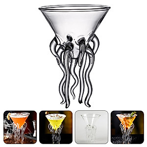 Cabilock Cocktail Glass Goblet Octopus Glass Wine Cups Party Drinking Cups Exquisite Martini Glasses Novelty Drink Cup for Party Bar