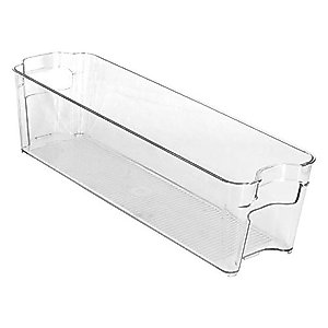 Glad Plastic Refrigerator Organizer Bin – Clear Stackable Fridge/Freezer Storage Container, 14.5” x 4.2” x 4”
