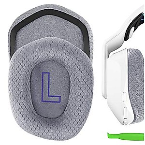 Geekria Comfort Mesh Fabric Replacement Ear Pads for Logitech G733 Headphones Earpads, Headset Ear Cushion Repair Parts (Grey)
