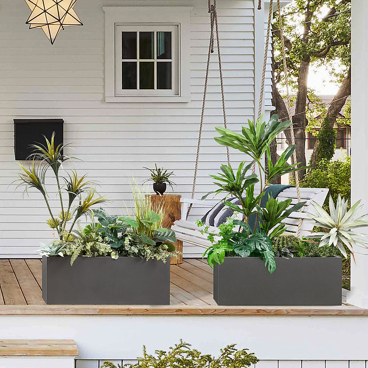 Wallowa Metallic Heavy Long and Large Outdoor/Indoor Planter Box, 38”Lx15”Wx15”H, 40Pounds, No Assemble and Seamless, Color Gray