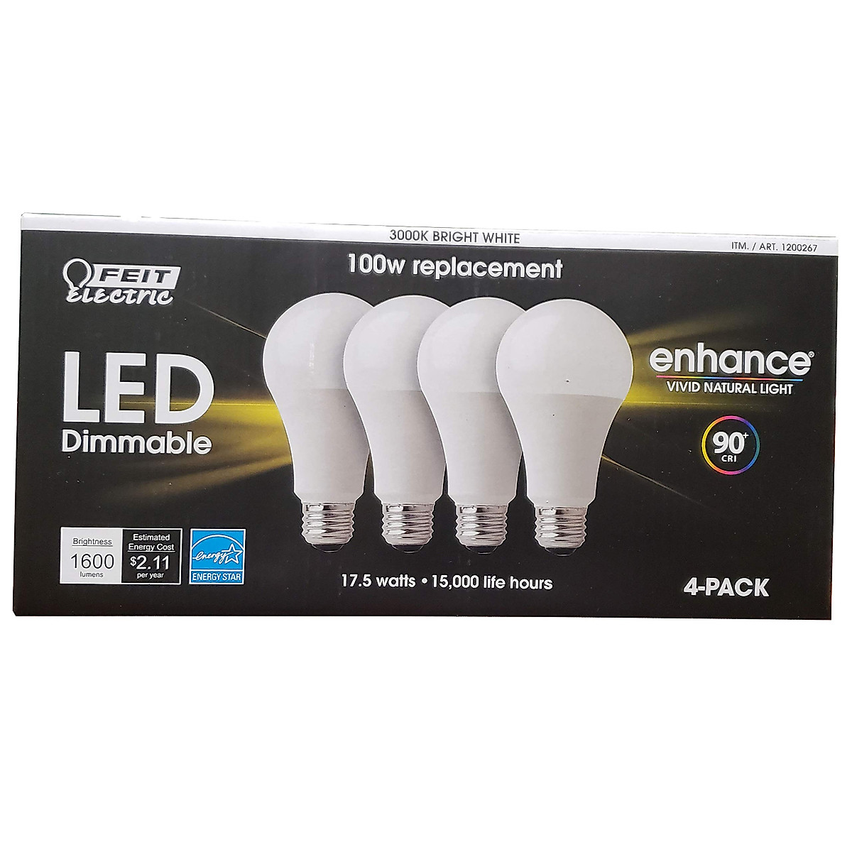 Feit Electric Led 100 W Dimmable Replacement Bright White Netcount, 4 Count (Pack of 1)