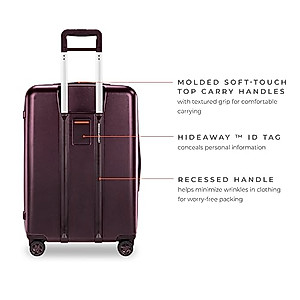 Briggs & Riley Sympatico Hardside Medium Spinner Luggage, Plum, 27-Inch Checked