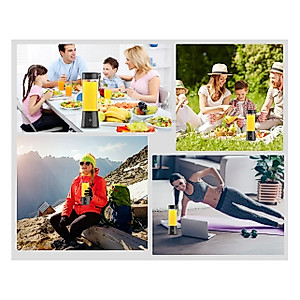 Portable Blender, Mini Personal Blender for smoothies USB Rechargeable On The Go Mixer Electric Blender Personal Size Rechargeable USB, 380Ml Juicer Cup With 6 Blades (Black), Medium