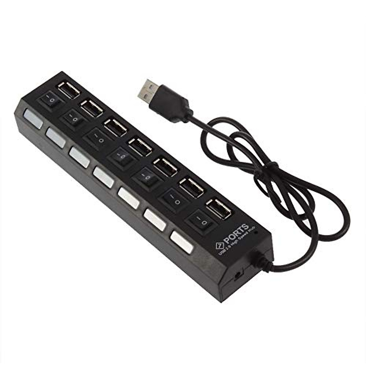Lysee Data Cables - 7 Port USB 2.0 3.0 HUB Multi USB Splitter with Power On/Off Switch High Speed Adapter Cable for PC Laptop Computer FS - (Color: White)