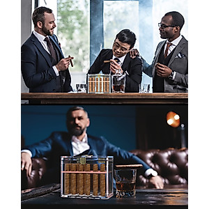 TISFA Acrylic Cigar Humidor with Humidifier and Hygrometer, Desktop Cigar Case Box with Spanish Cedar Cigar Tray That can Hold About 18-50 Cigars