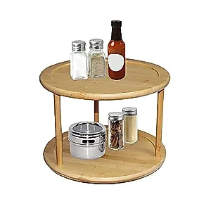 Home Basics 2 Tier Bamboo Lazy Susan