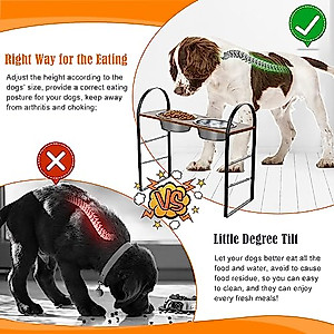 Alpeir Elevated Dog Bowls, Raised Dog Bowl Stand with 2 Stainless Steel Food Bowls, Adjustable Pet Feeder Station, Retro Brown
