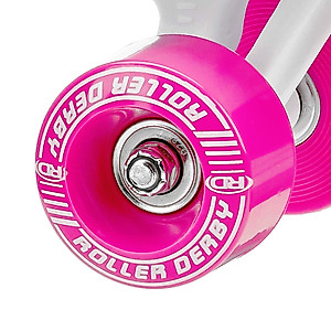 Roller Derby Firestar Youth Girl's Quad Roller Skates, White/Pink, Size 01