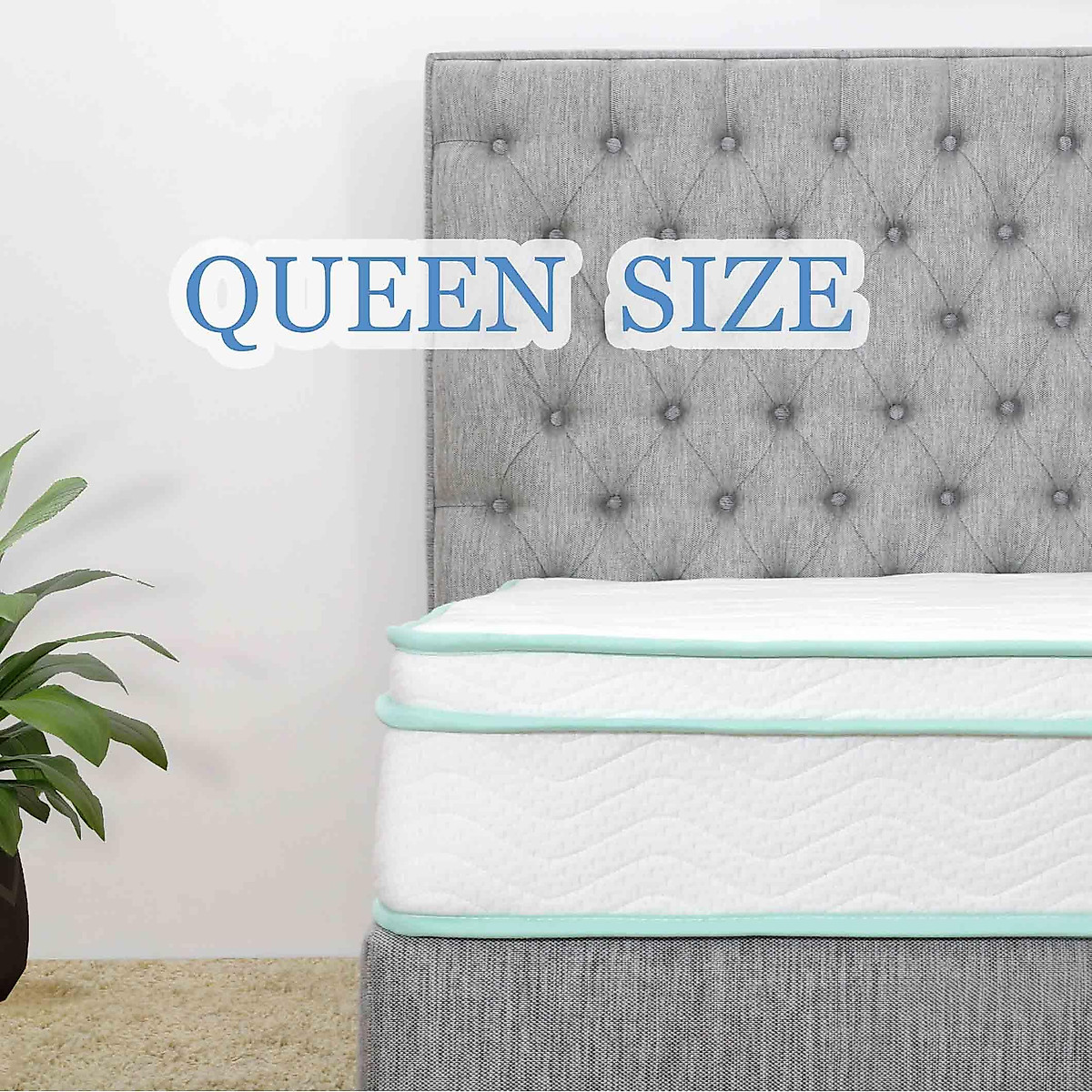 HIROHRTV Queen Size 10-Inch Cool Gel Memory Foam Innerspring Hybrid Mattress - Medium Firm, CertiPUR-US Certified, Mattress in a Box, Queen Support and Pressure Relief, Enhanced Breathability (Queen)