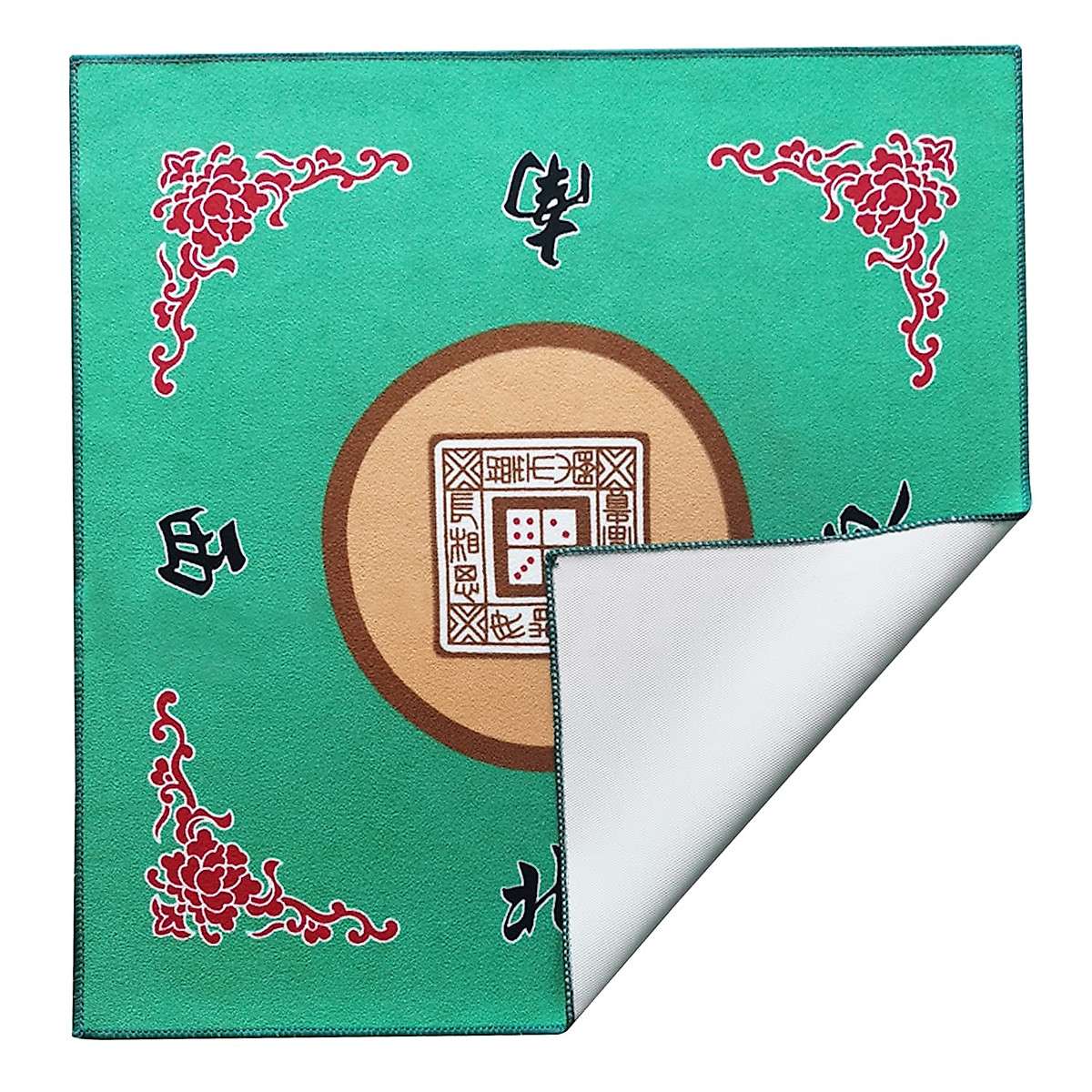 SEETOOOGAMES 31.5 inches Green Mahjong Table Cover, Non-Slip Mat,for Poker, Cards, Mahjong, Paigow, and Tile Games (Green)