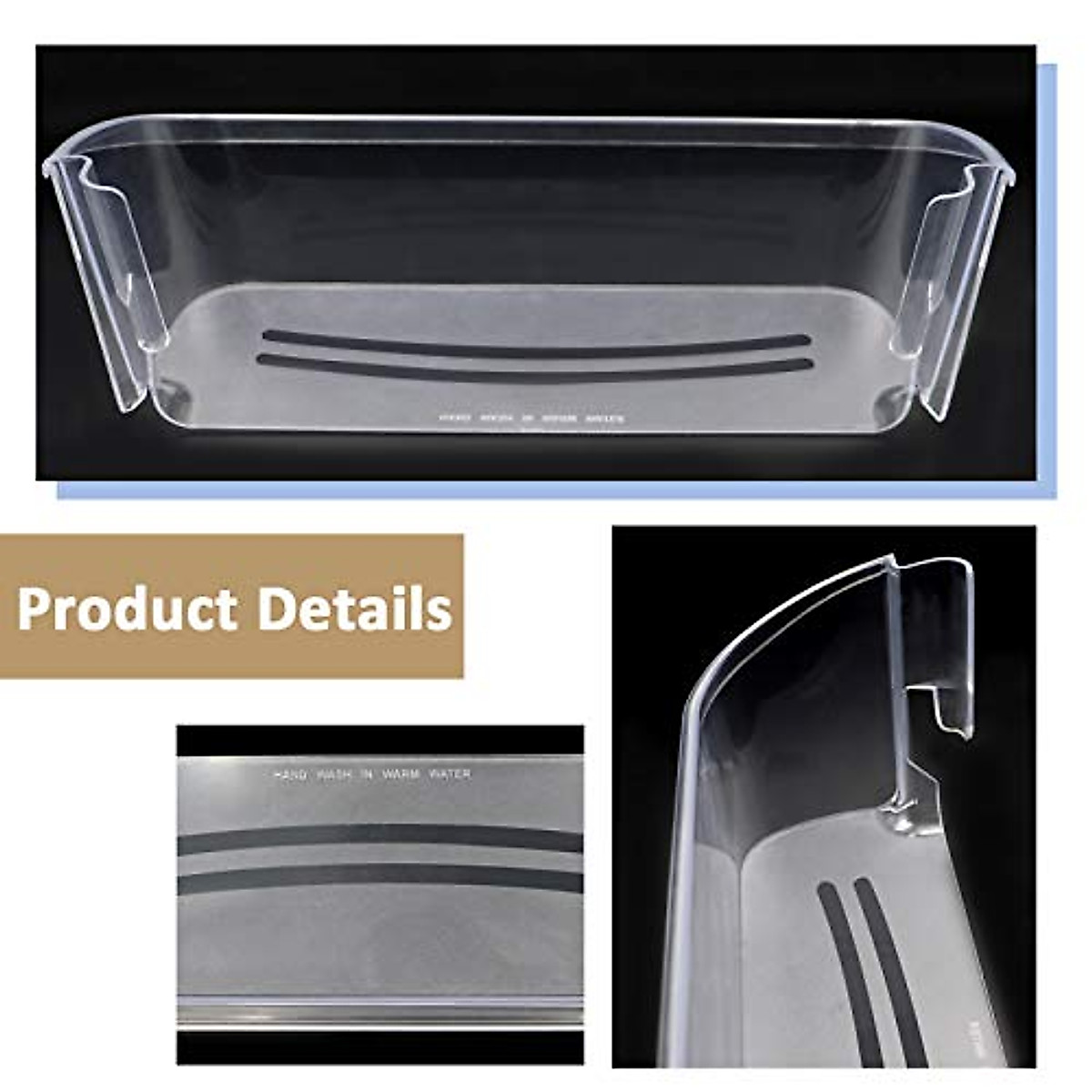 240323002 Refrigerator Door Bin Shelf Compatible with Frigidaire or Electrolux, Bottom 2 Shelves on Refrigerator Side, Single Unit, Clear, Replaces PS429725, AP2115742, AH429725，