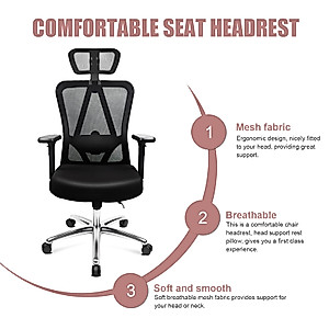 LIFKOME Wheelchair Accessories Chair Mesh Headrest Office Chair Headrest Universal Attachment Neck Support Cushion Height Adjustable Head Pillow for Office Computer Chair Black Adjustable Pillows