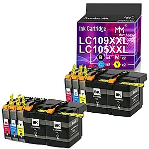 MM MUCH&MORE Ink Cartridge Replacement for Brother LC109 XXL LC-109 LC109XXL LC105 XXL LC105 to use for MFC-J6520DW MFC-J6720DW MFC-J6920DW Printer (4 Black + 2 Cyan + 2 Magenta + 2 Yellow) 10-Pack