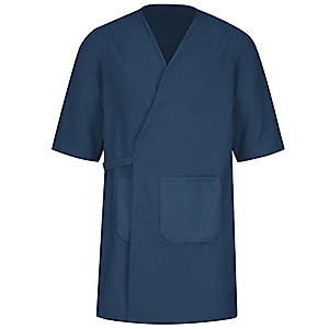 Red Kap Men's CollarleShort Sleeve Butcher Wrap, Navy, X-Large