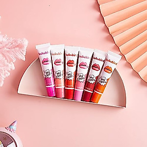 kukubird 6pcs Lip Tattoo Peel & Reveal Waterproof Lipgloss Lip Tint Womens Girl Makeup Beauty Set- Lip Tattoo