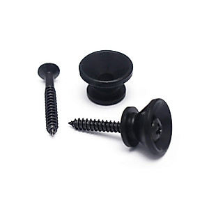 Metallor Guitar Strap Buttons Metal Guitar Strap Locks End Pins with Mounting Screws for Folk Acoustic Electric Guitar or Bass Ukulele Set of 2Pcs Bell Style. (Black)