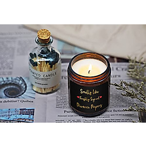 Fufandi Funny Divorce Gifts for Women - Unique Divorce Candle Gift - Breaking Up Gifts for Best Friends, Sister, Coworkers, Her, BFF, Female Friends - Lavender Scented Candles with Keychain