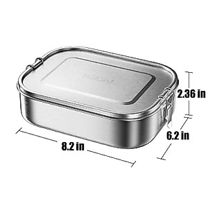 NUTUNI 47oz/1400ML Stainless Steel Lunch Box, 5 Compartments Bentobox for Kids or Adults, Metal Bento Box with Lockable Clips, Leakproof Food Storage Container for Work Lunch