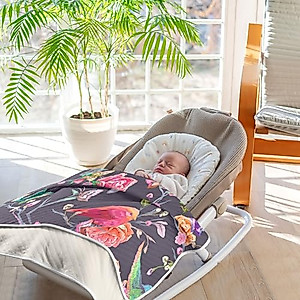 Kigai Floral Bird Pattern Baby Blanket for Boys Girls, Swaddle Blankets Soft Cozy Nursery Receiving Blankets Travel Blanket Throw Blankets for Toddler Newborn, 30 x 40 Inch