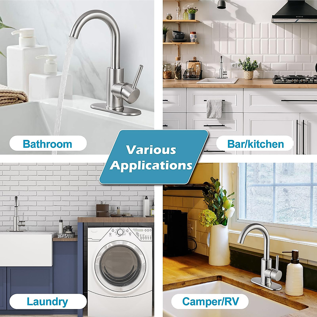 Midanya Wet Bar Sink Faucet for Bathroom Kitchen Small Farmhouse Vanity Lavatory Faucet Single Handle Utility Marine Faucet,Modern,Brushed Nickel