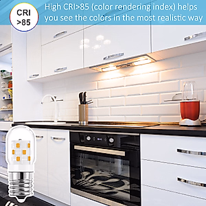 E17 LED Under Microwave Over Stove Light Bulb 125V Appliance 8206232A 40W Incandescent Equivalent, E17 Intermediate Base 3W Dimmable Light Bulb for Refrigerators, Range Hood, WarmWhite 3000K,2 Pack
