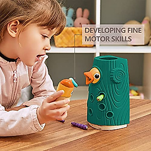 TOP BRIGHT Montessori Toddler Toys for 2 3 4 Year Old Girls and Boys Gift, Fine Motor Skills Sensory Learning Toys, Magnetic Worm Game Birthday Present for Kid Age 2-4