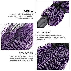 Veemoon Halloween Witch Flying Broom Mesh Tulle Removable Handle Witch Broom Masquerade Show Dress Up Wonder Broom Witch Broom for Halloween Cosplay Party (Random Colour)