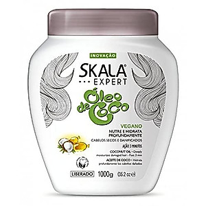 Brazilian Hair Treatment Keratina (Keratin) Plus Creme Treatment 1000g by Skala+ Skala Brazilian Hair Treatment Cream Vegan Coconut Oil 35oz | Creme de Tratamento Óleo de Coco Vegano 1kg