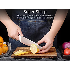 Hollory 8 Inch Chef Knife, German High Carbon Stainless-Steel Blade and Ergonomic Comfortable Handle, Non-Stick Chef Knife for Cutting of Meat Vegetables and Fruits-Silver